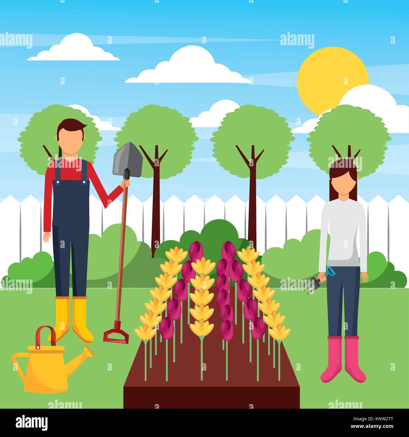Brown gardener illustration Stock Vector Images - Alamy