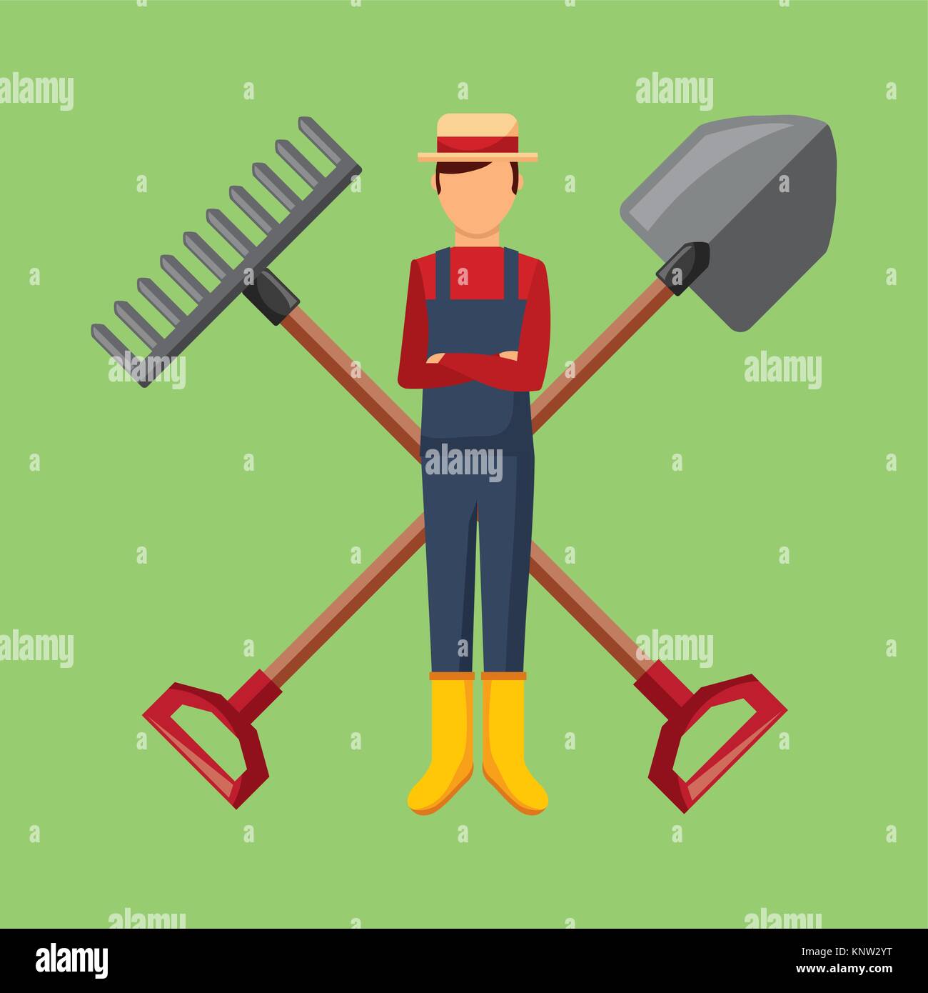 gardener with shovel and pitchfork cross tool garden Stock Vector Image ...