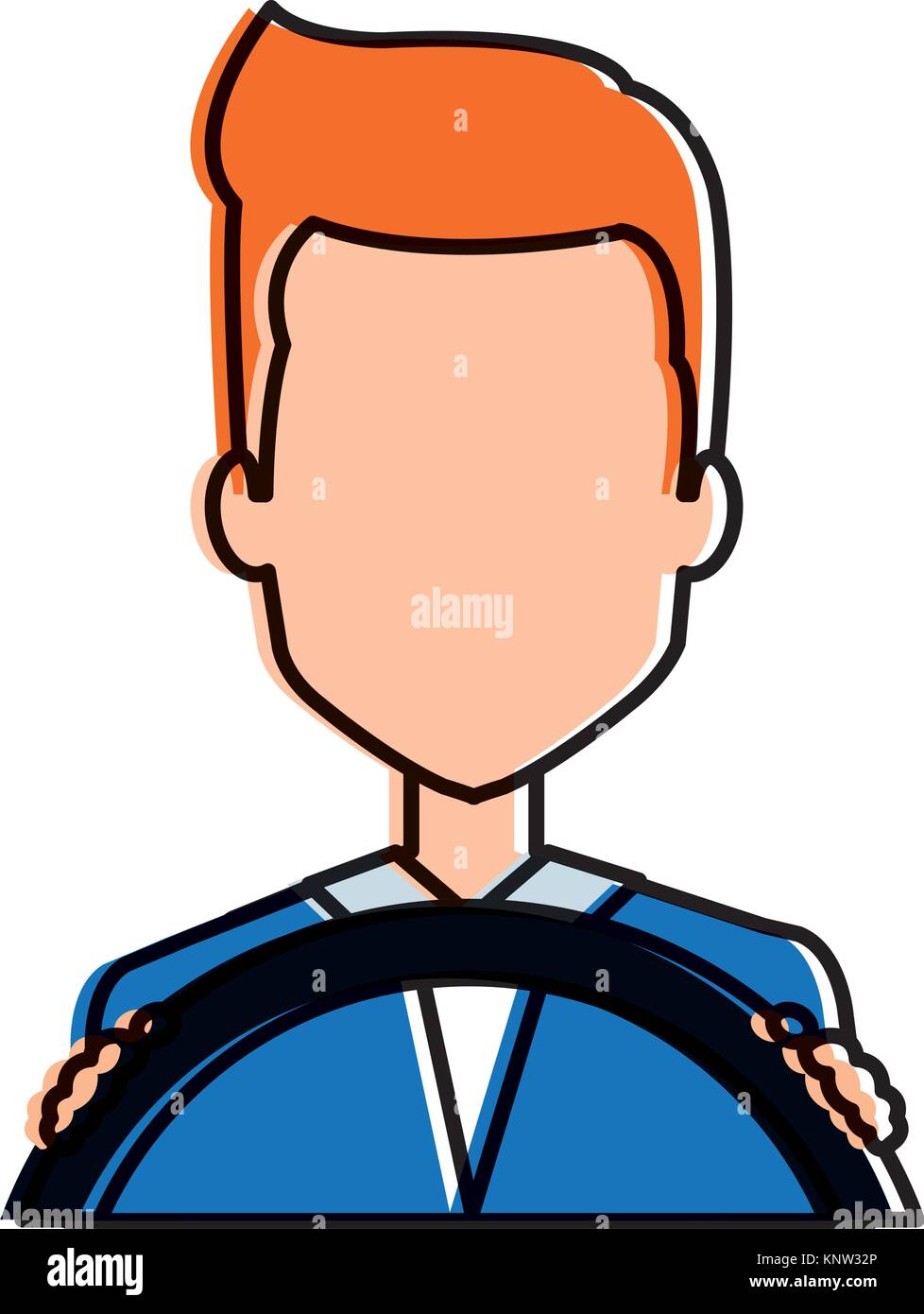 young man driving with steering wheel vector illustration design Stock ...