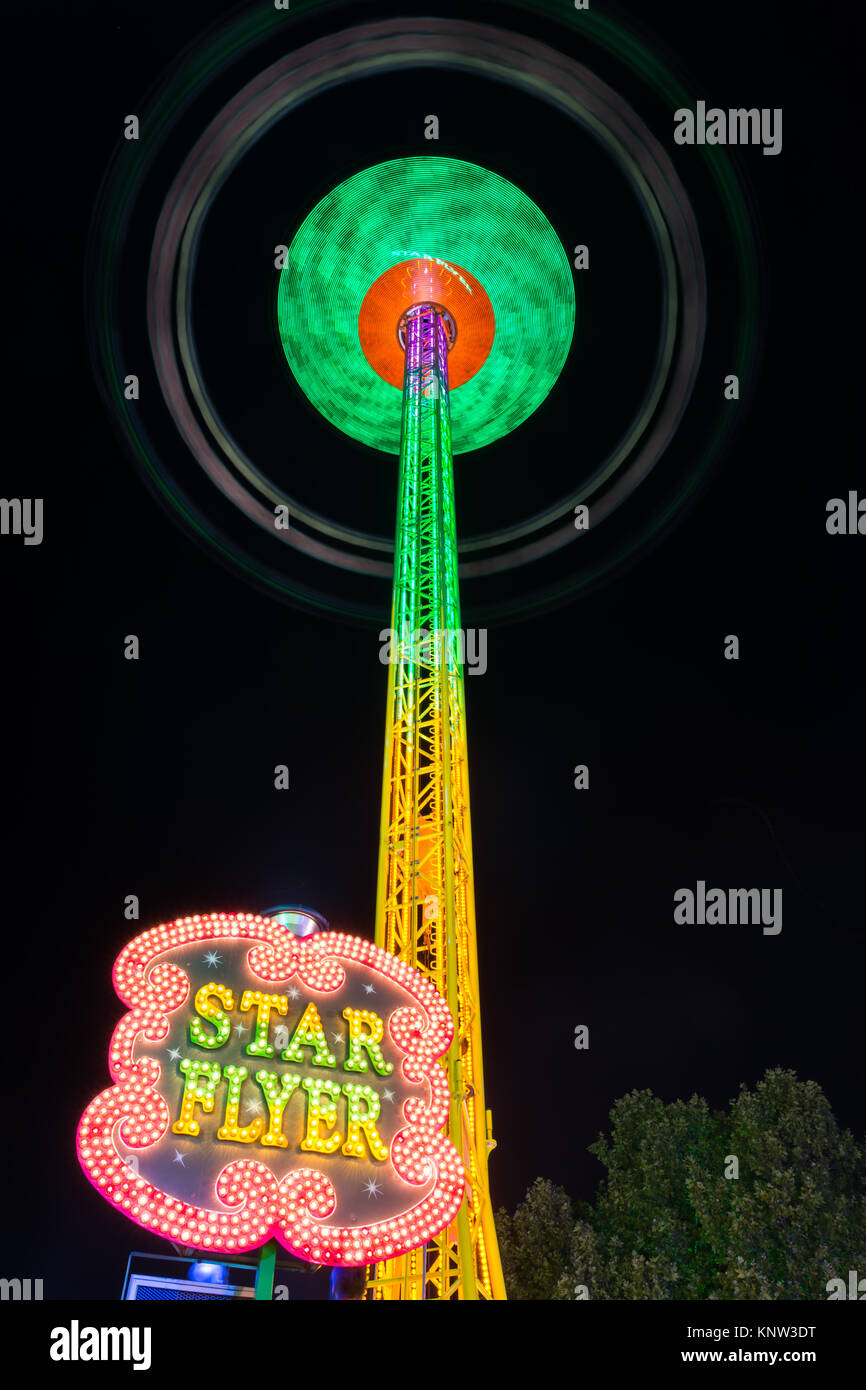 Star Flyer Ride Rollercoaster Tower Spinning Swings Long Exposure Night ...