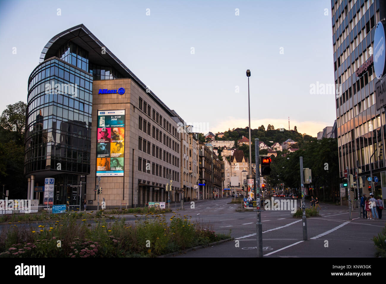 Stuttgart City Charlottenplatz Building and Street at Sunset Stock ...