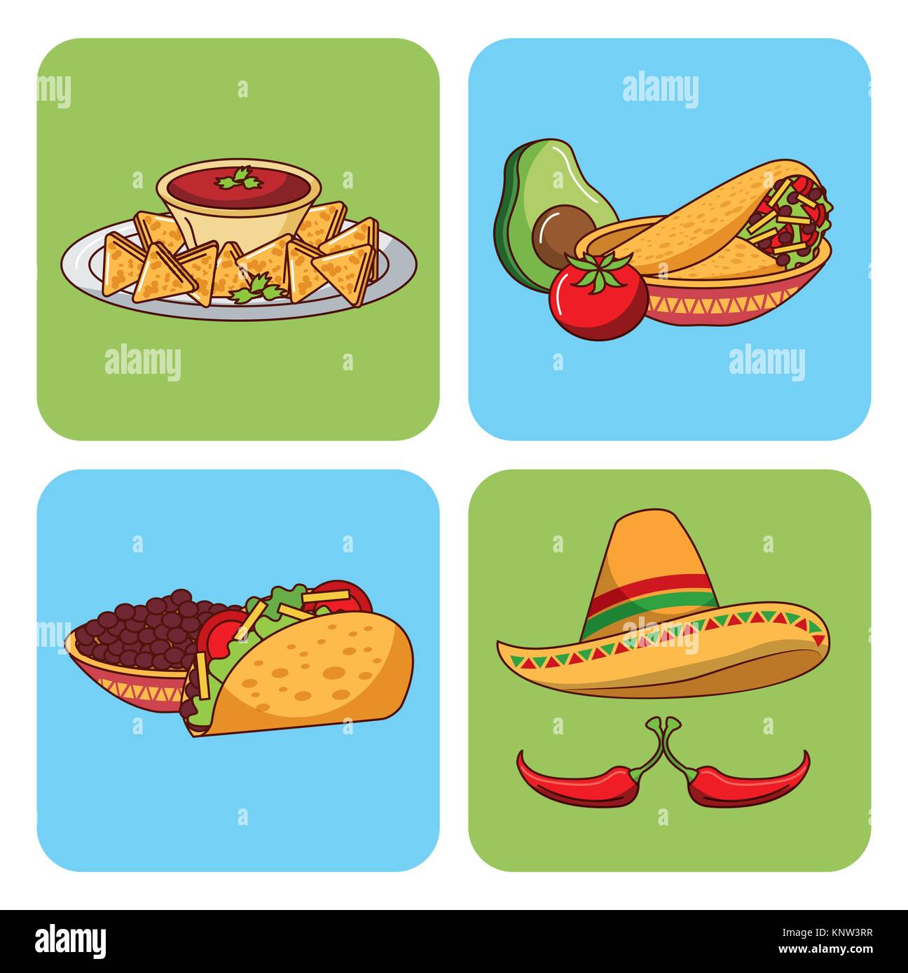 mexican food set icons menu ingredients spicy Stock Vector Image & Art ...