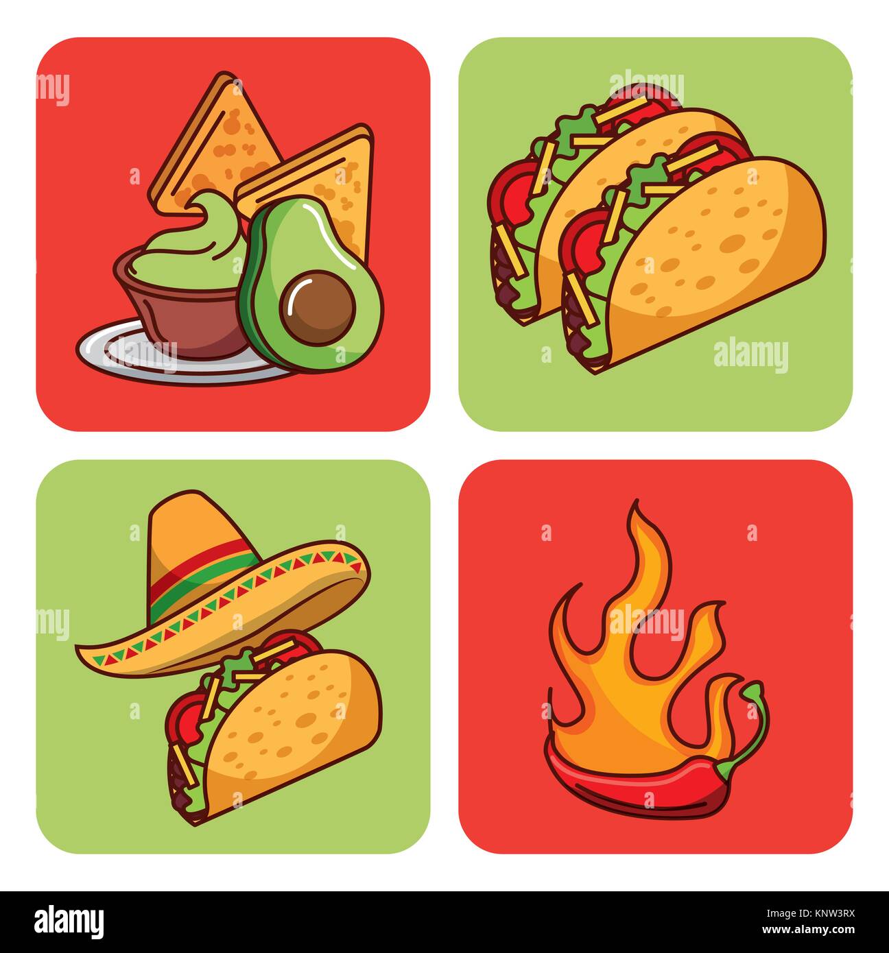 mexican food set icons menu ingredients spicy Stock Vector Image & Art ...