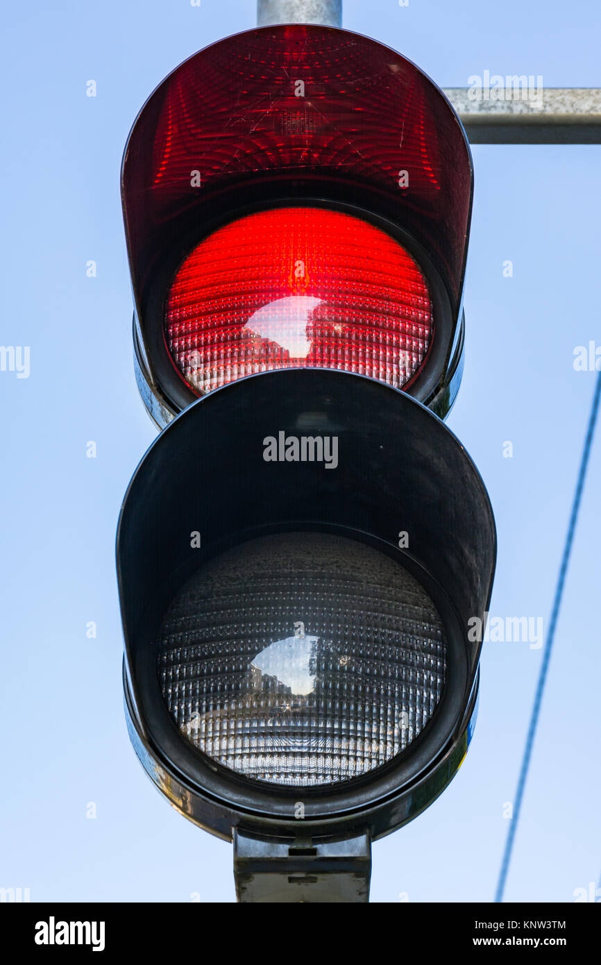 Red Traffic Light Illuminated Stop Daytime Public Safety Stock Photo ...