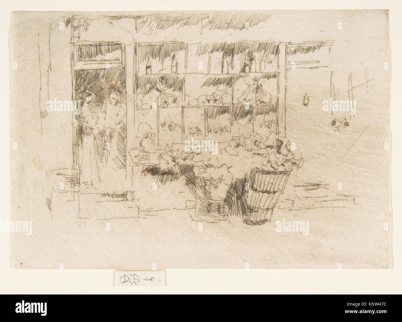Illustration of a fruit shop in Chelsea, showing the shopfront, display ...