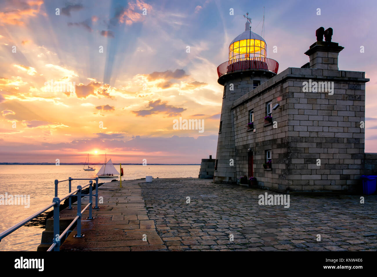 Stunning Colorful Sunset over Howth Lighthouse Ireland Landscape Stock ...