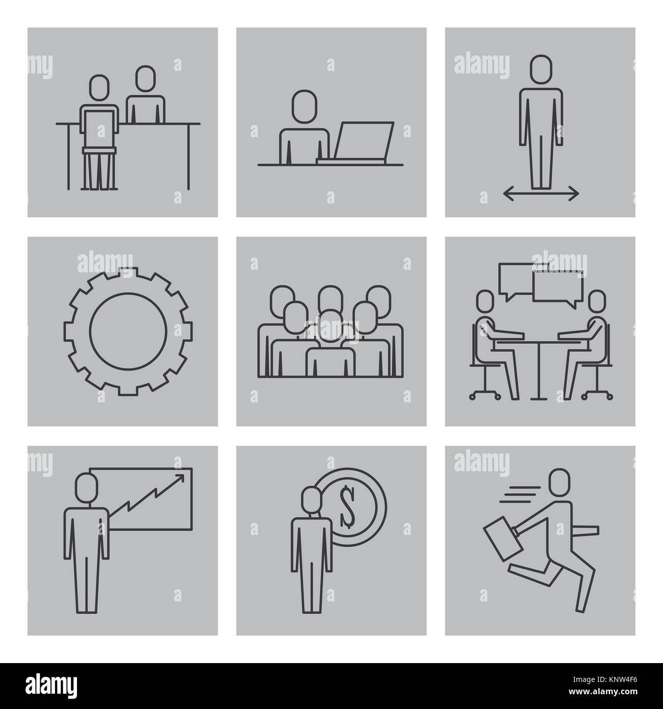 business people teamwork icon set in thin line style Stock Vector Image ...
