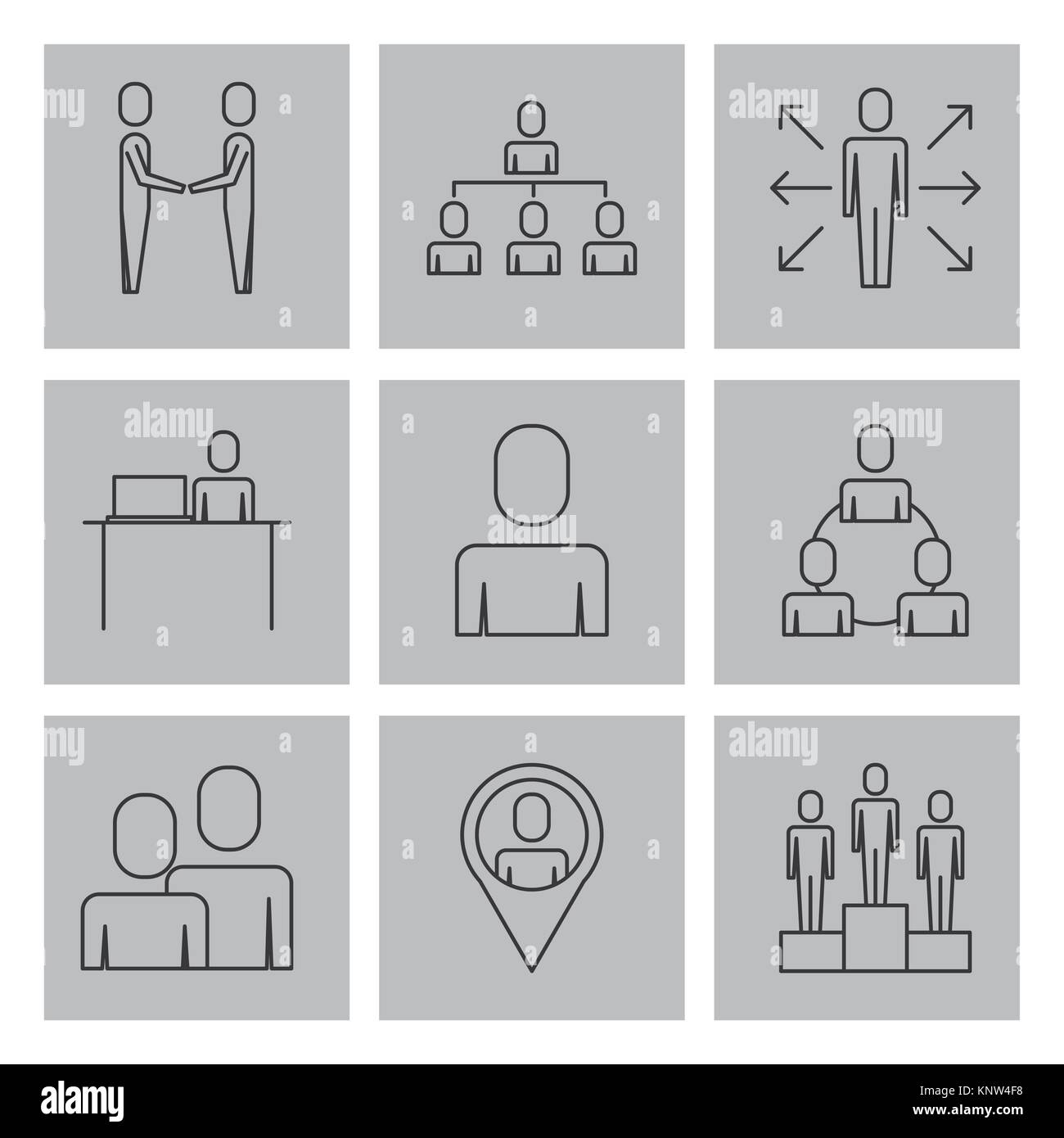 business people teamwork icon set in thin line style Stock Vector Image ...