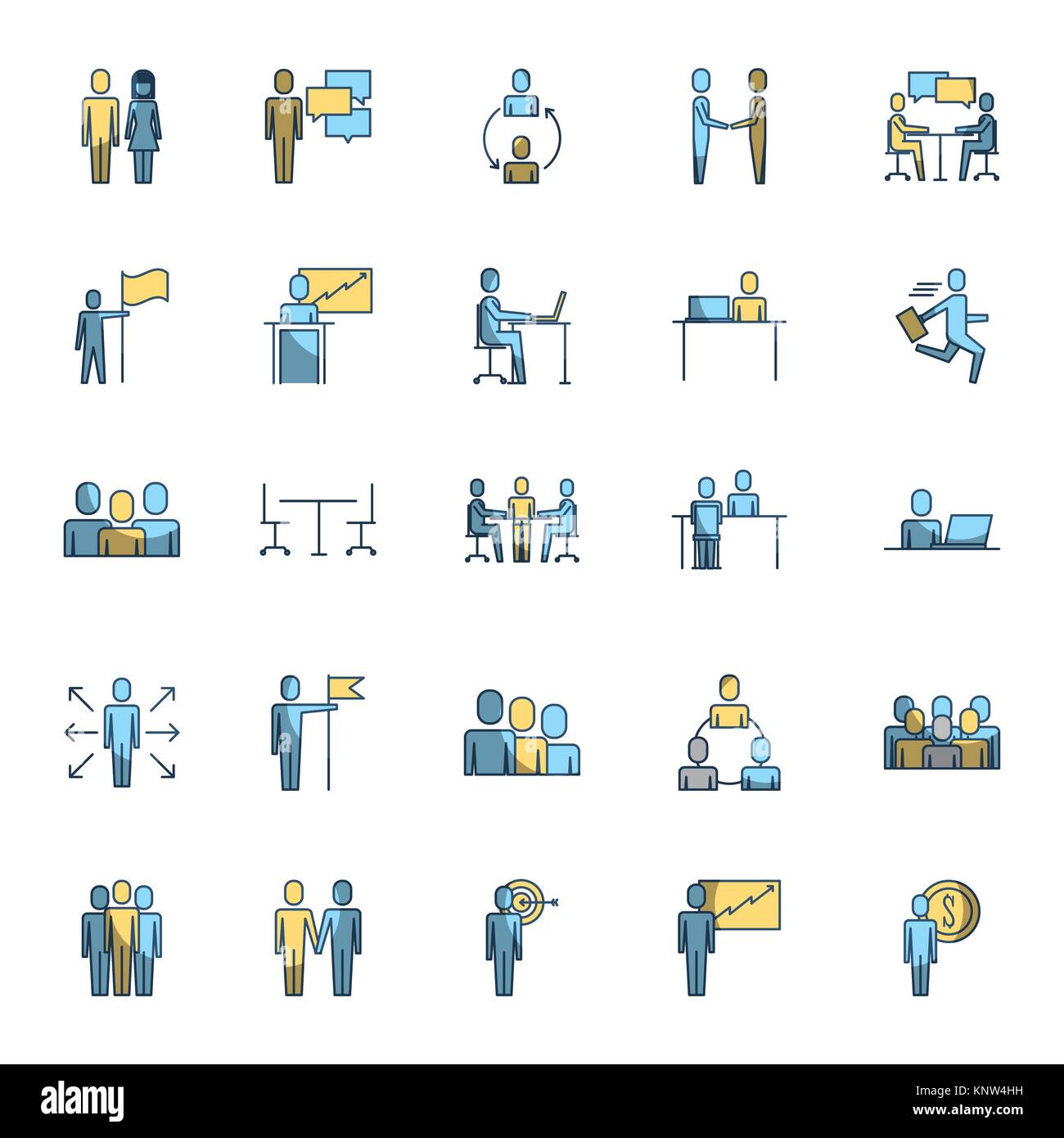business people teamwork icon set in thin line style Stock Vector Image ...