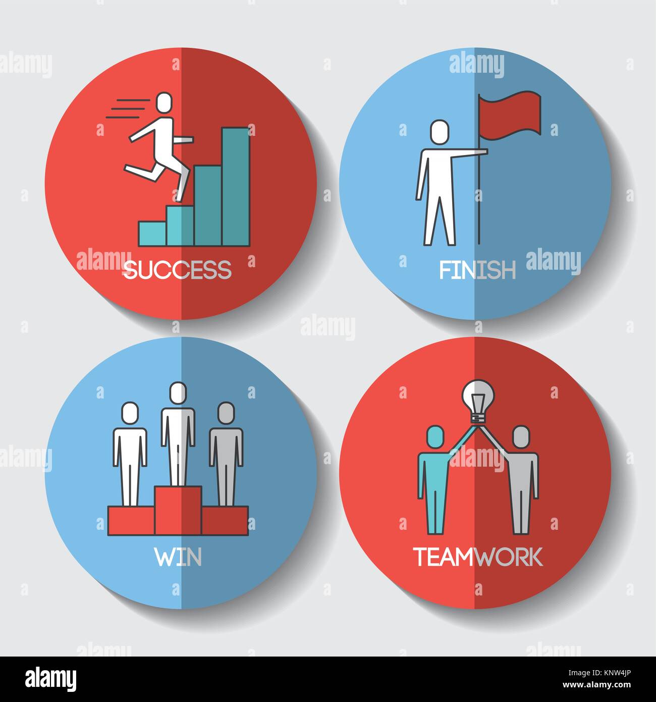 business people success teamwork win and finish icons Stock Vector ...