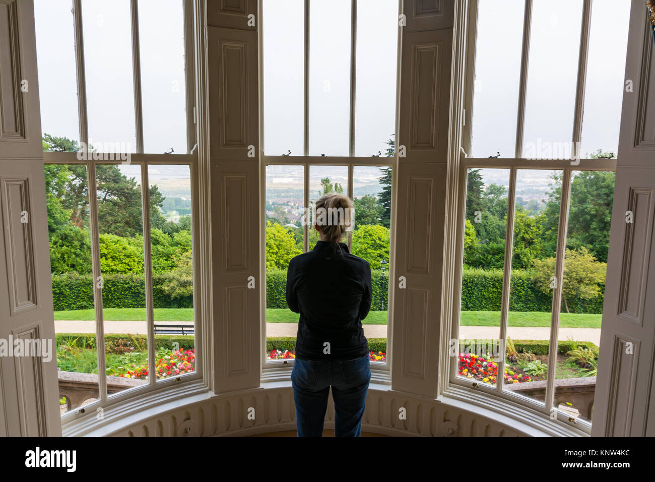 Woman Looking Out Window Thinking Belfast Castle North Ireland Stock ...