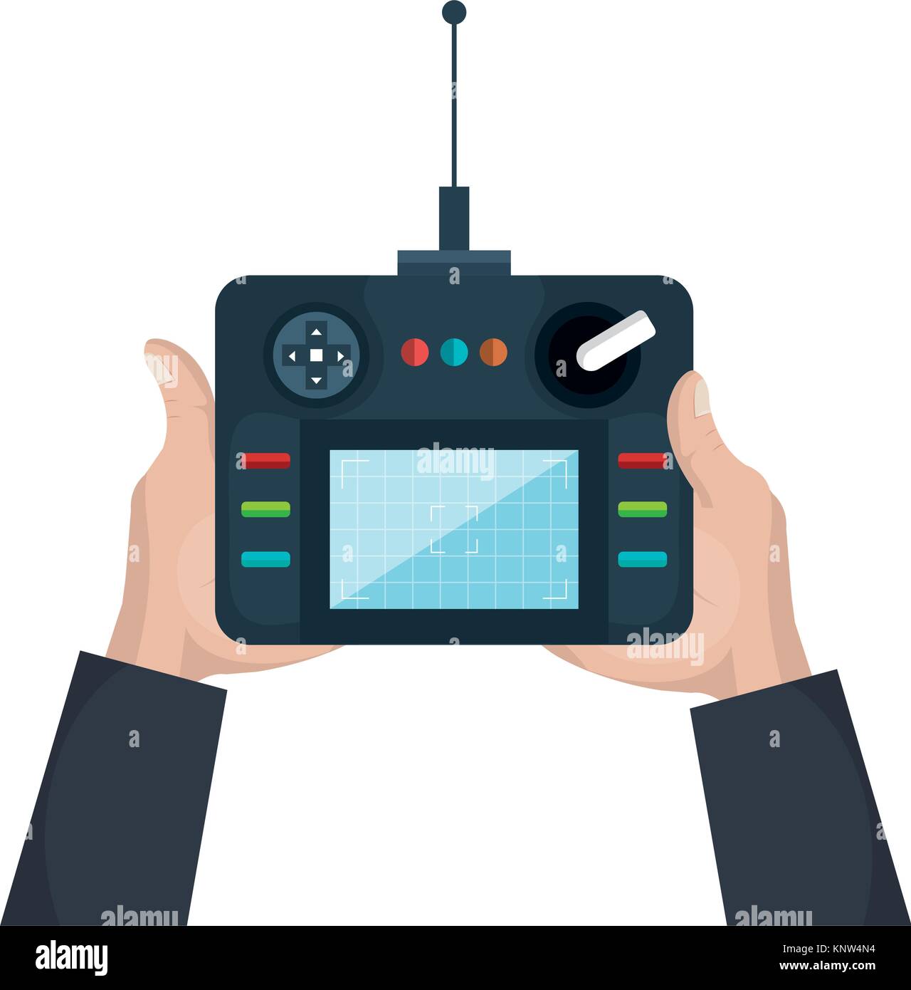 user hand with drone remote control vector illustration design Stock ...