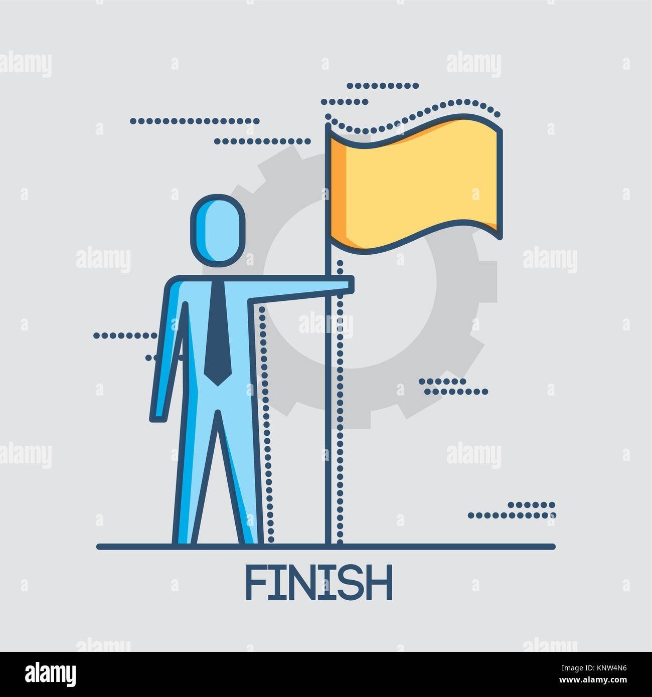 businessman with finish flag achieving goal thin line design Stock ...