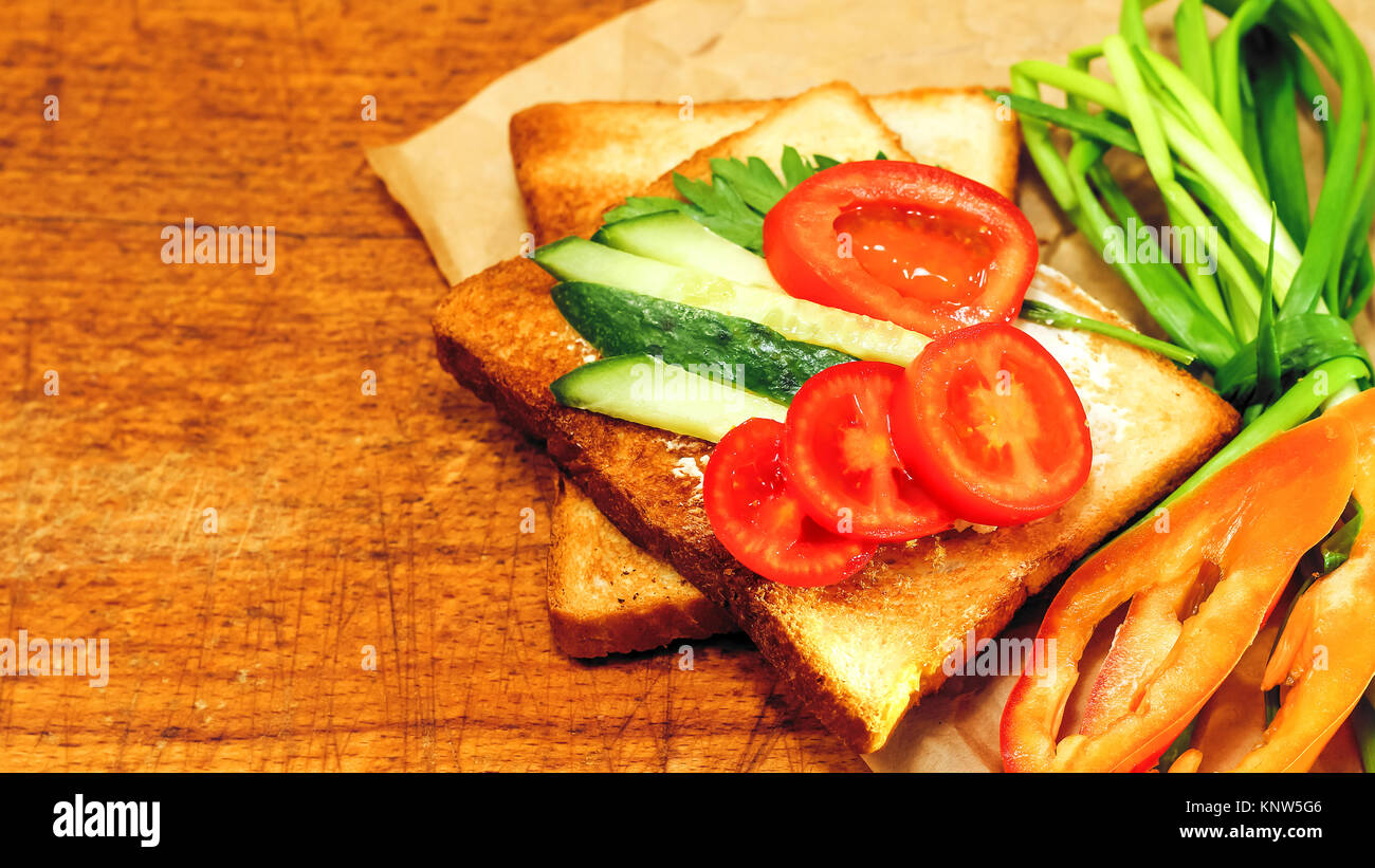 Fresh toast with tea on the table in the morning Stock Photo - Alamy