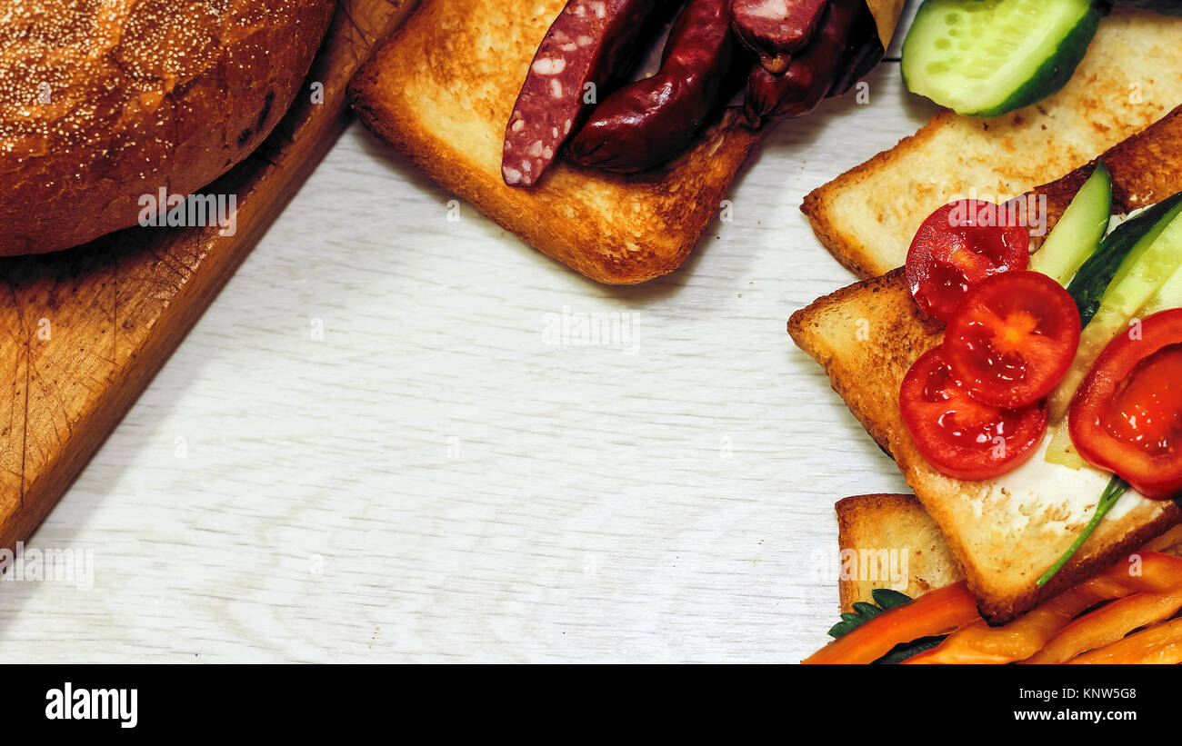 Fresh toast with tea on the table in the morning Stock Photo - Alamy
