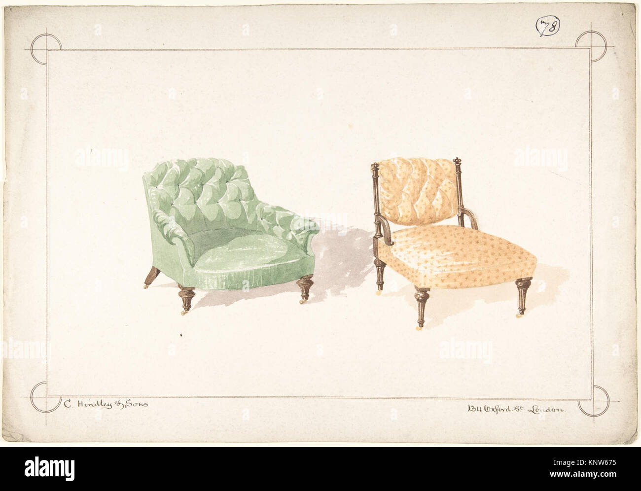 Architectural drawing showing two chair designs with structural details ...