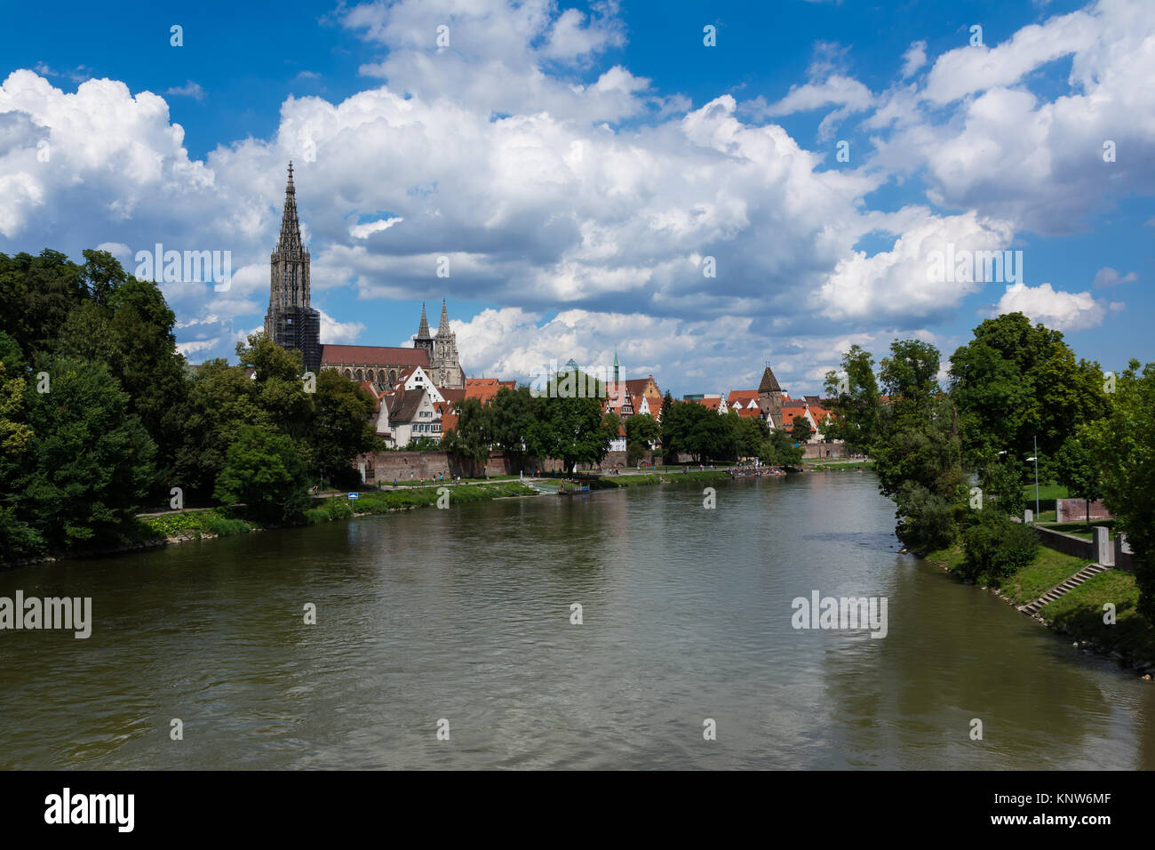 Danube River and Ulmer Münster Cathedral on Ulm Daytime Landscape Stock ...