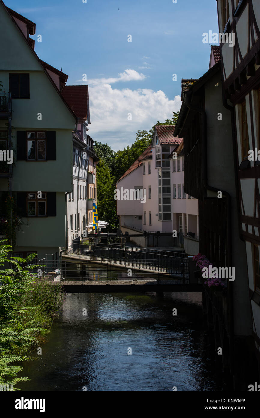 Flowing Canal Through German Buildings in Ulm Stock Photo - Alamy
