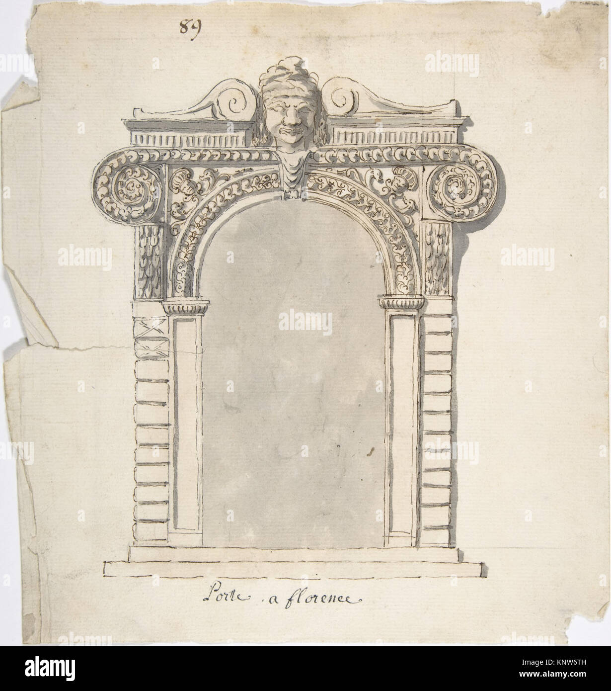 This 18th-century Italian design drawing illustrates a doorway ...