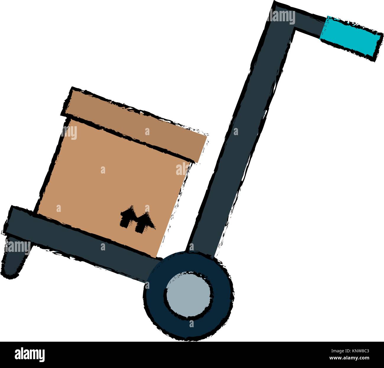 carton box in handle cart vector illustration design Stock Vector Image ...