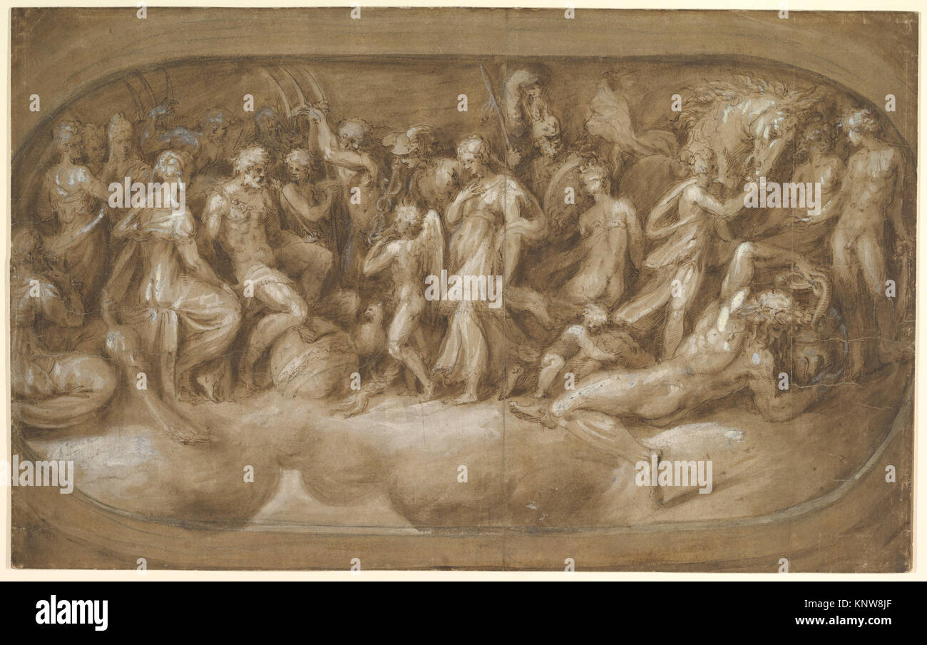 A drawing depicting Cupid presenting Psyche to the gods, illustrating a ...