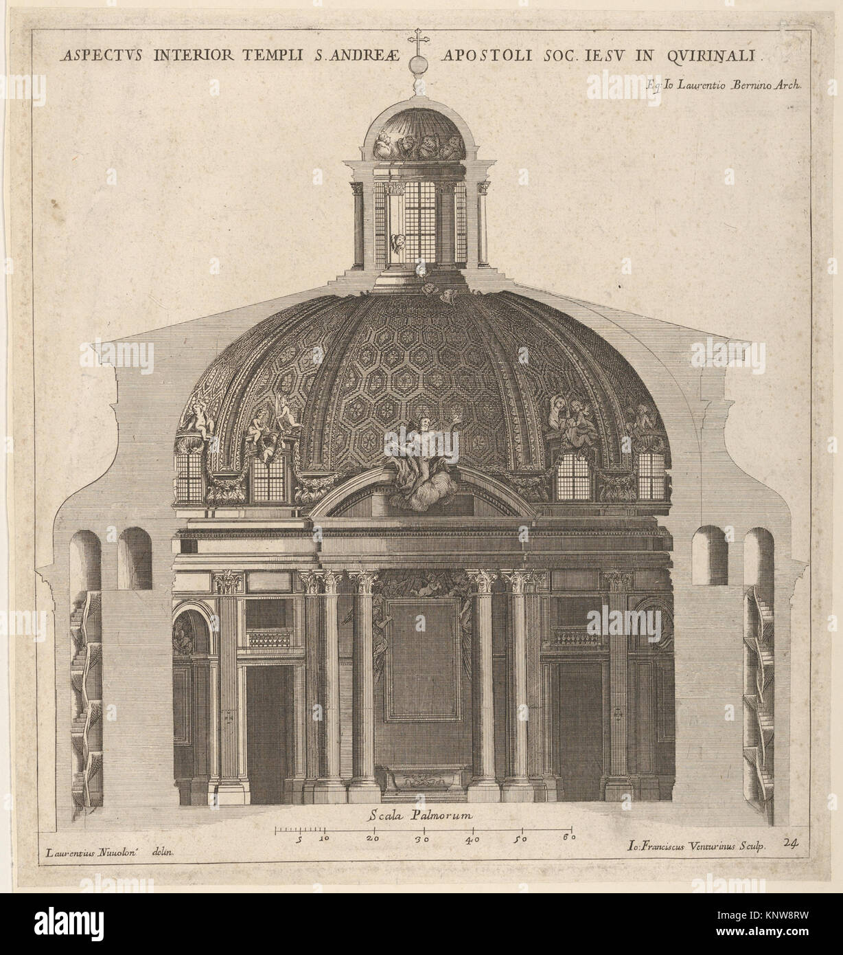 Illustration of a cross-section of Sant'Andrea al Quirinale, showing ...
