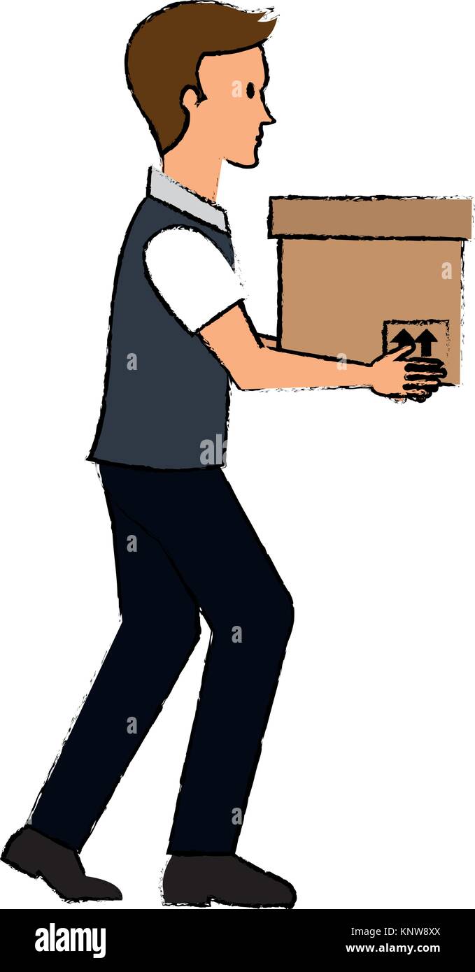man with carton box packing icon vector illustration design Stock ...