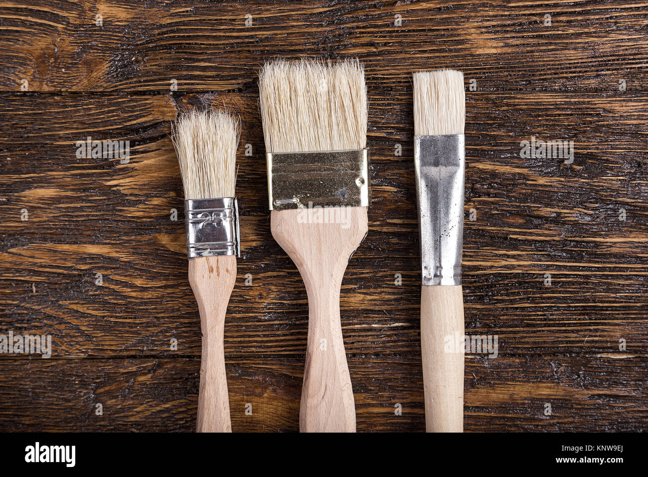Top view of table renovation with brushes hi-res stock photography and ...