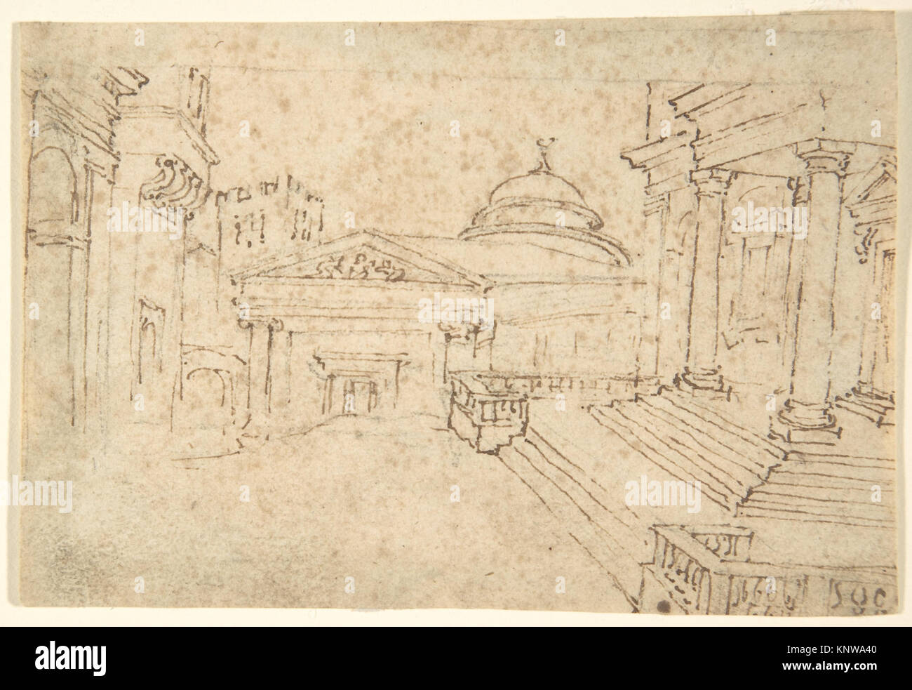 Italian 19th-century architectural drawings on recto page, anonymous ...