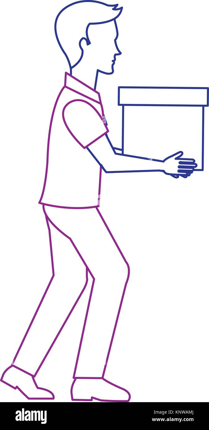 man with carton box packing icon Stock Vector Image & Art - Alamy