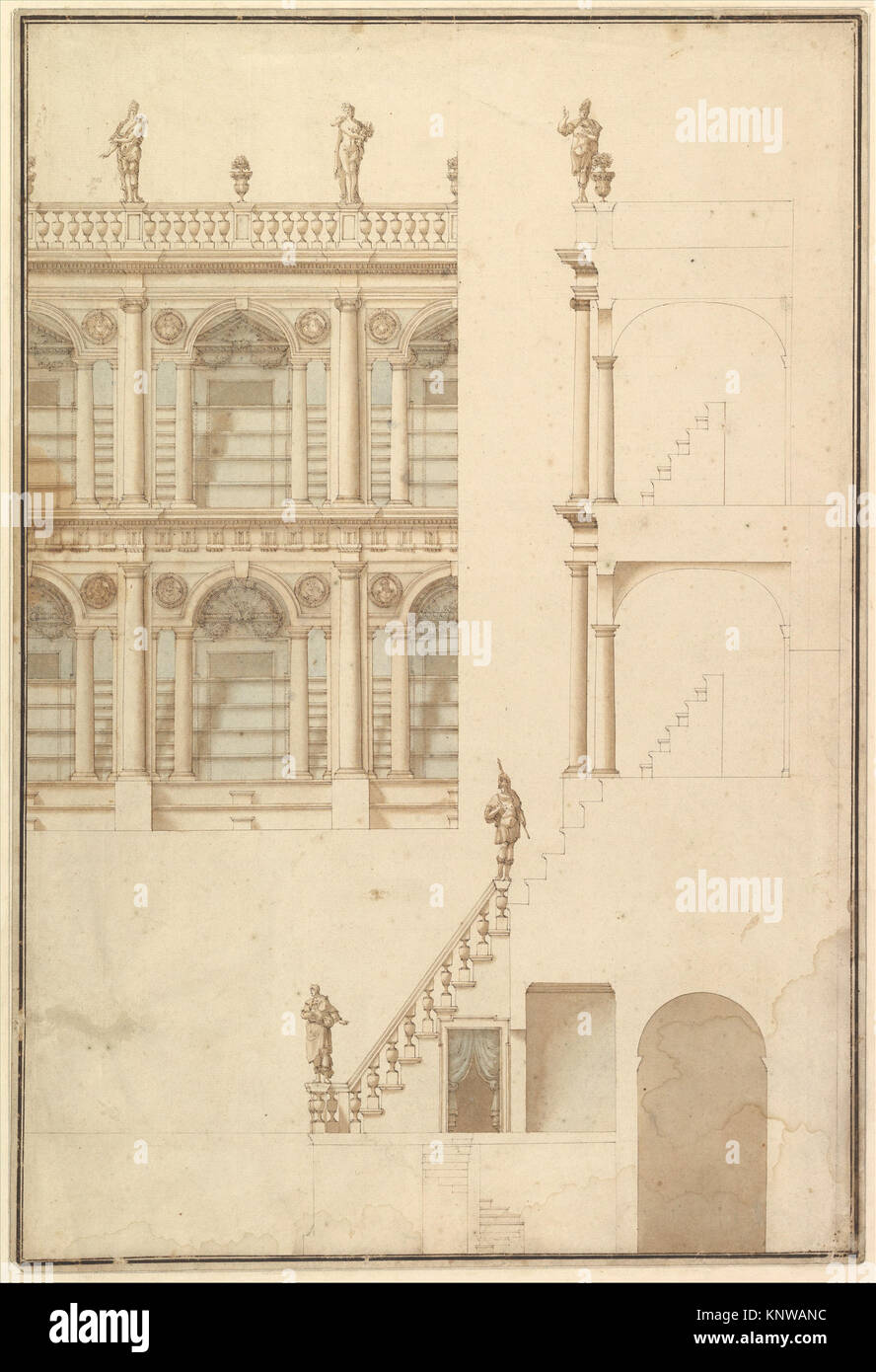 This MET drawing depicts the interior elevation of a theatre corridor ...