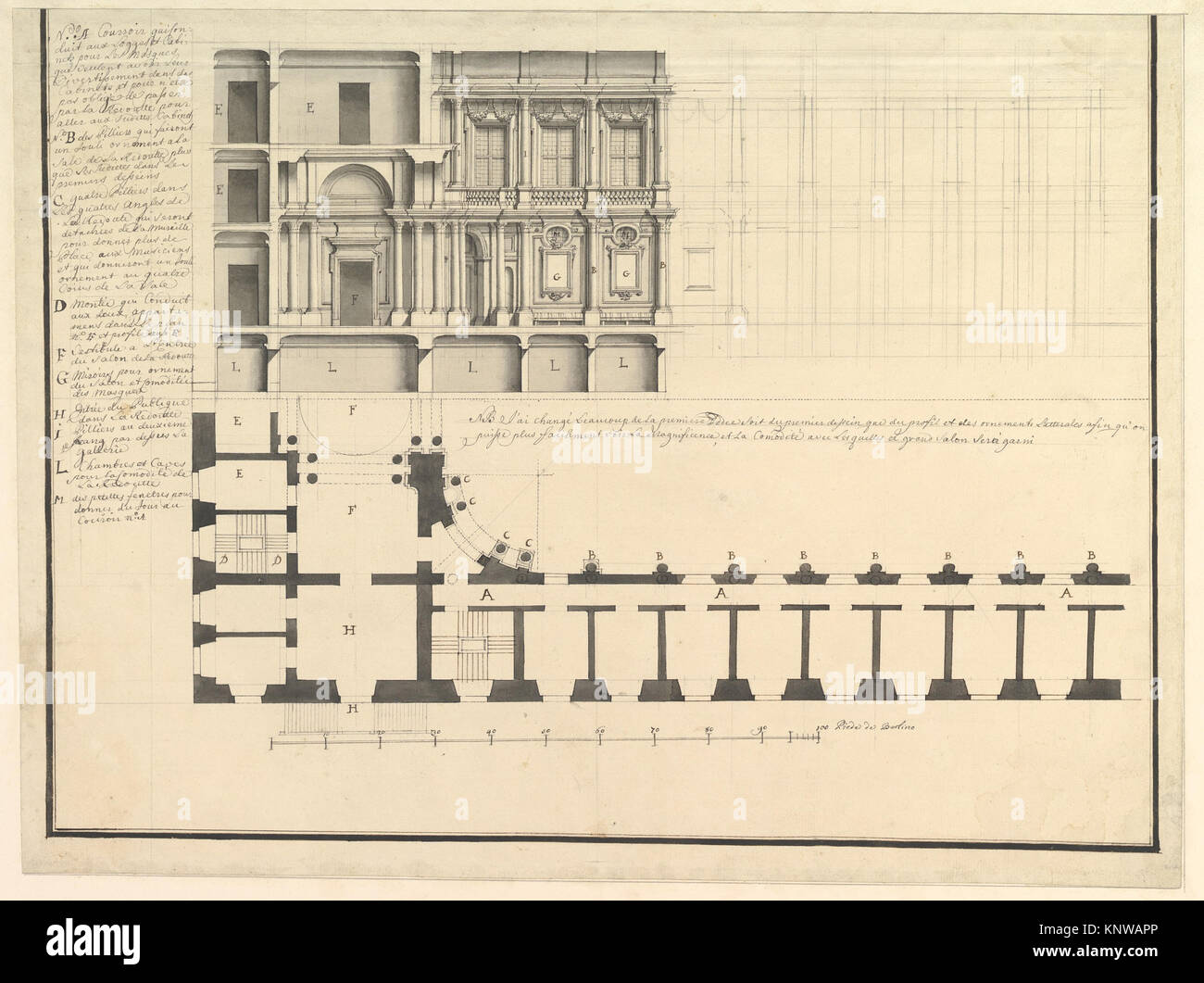 A Metropolitan Museum of Art architectural drawing showing half ...
