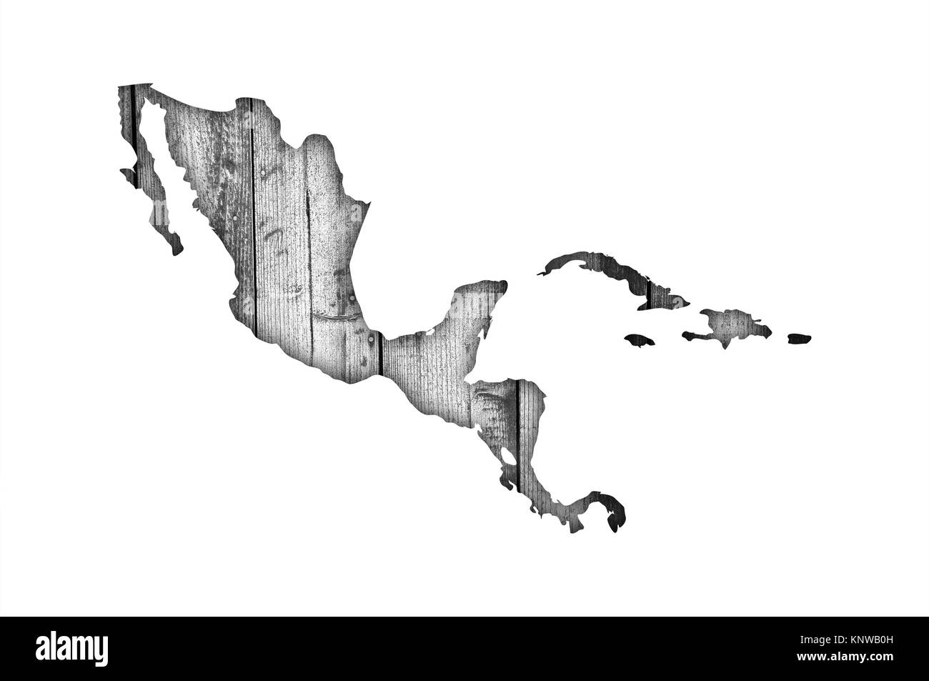 Map of Middle America on weathered wood Stock Photo - Alamy