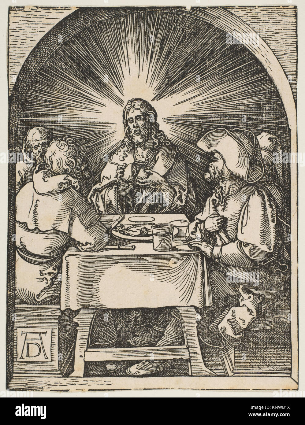 A MET illustration from The Small Passion showing Christ in Emmaus, a ...