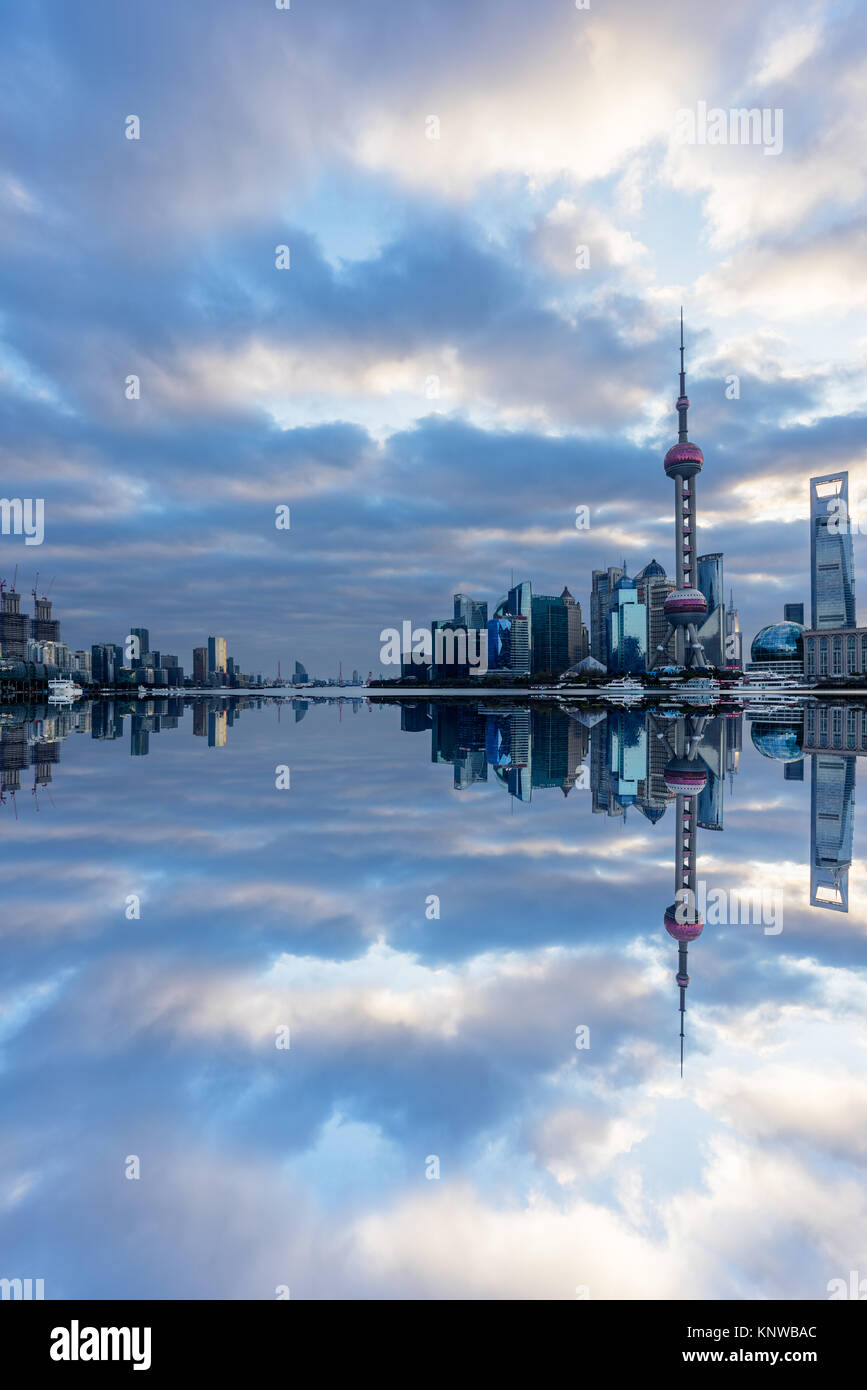 Shanghai skyline,landmarks of Shanghai with Huangpu river in China ...