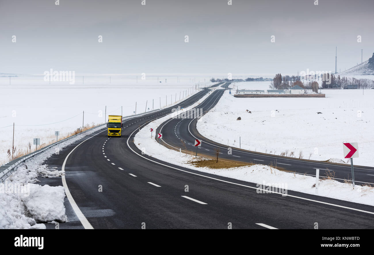 Transportation on snow and winter roads Stock Photo - Alamy