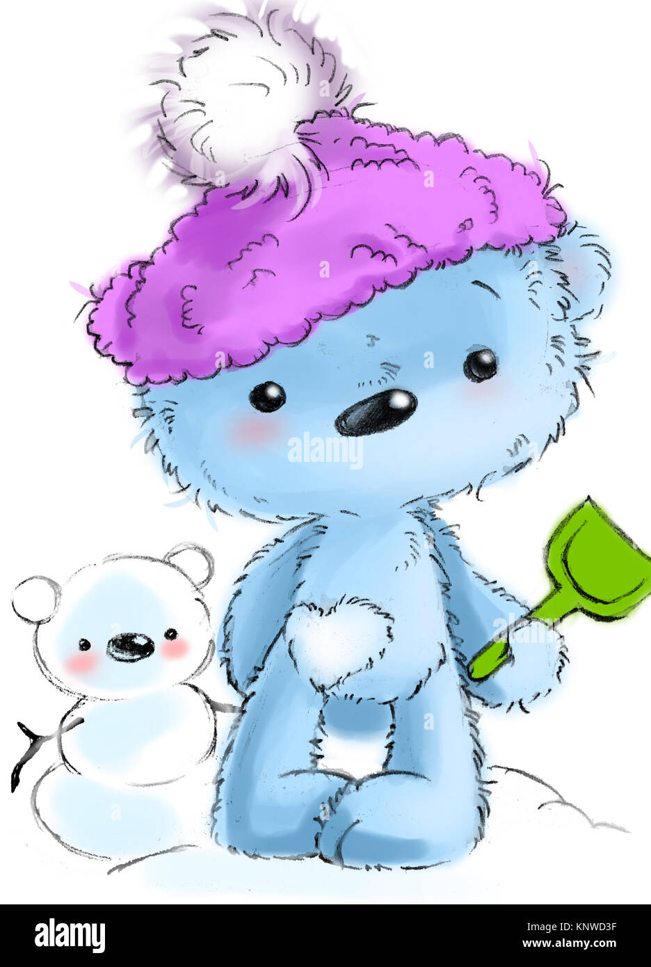 Cute teddy bear character standing, playing, cartoon, illustration ...