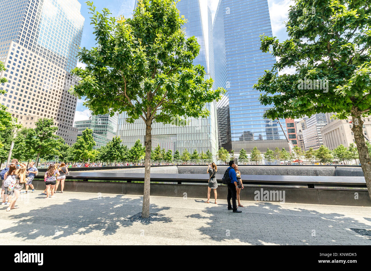 NEW YORK - JULY 17: People visit 9/11 Memorial in Manhattan on July 17 ...