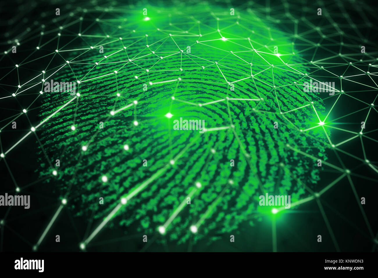 3D illustration. Fingerprint Scanning Identification System ...
