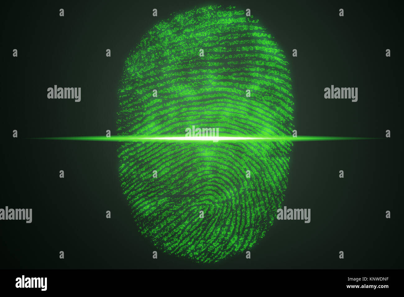 3D illustration. Fingerprint Scanning Identification System ...