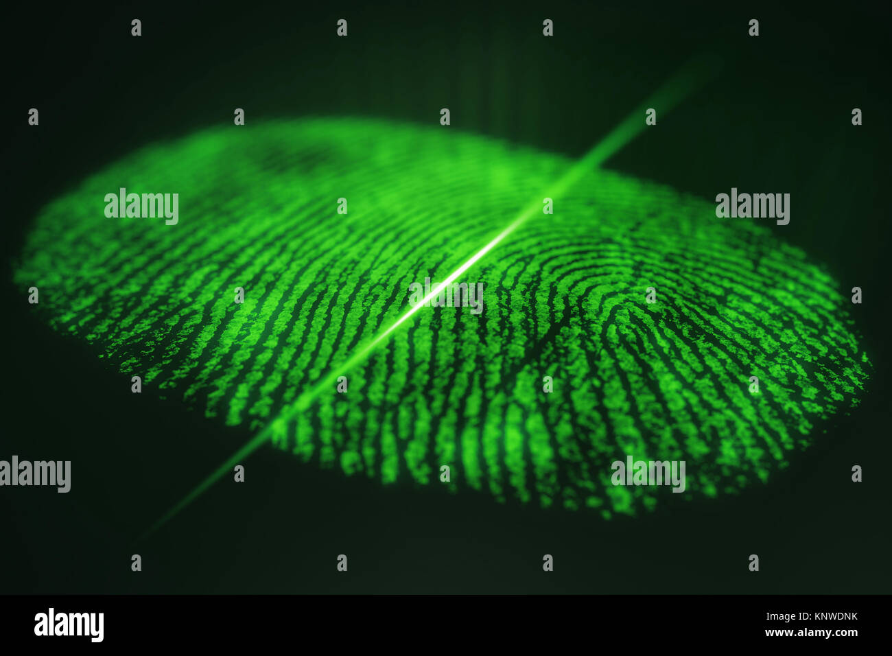 3D illustration. Fingerprint Scanning Identification System ...