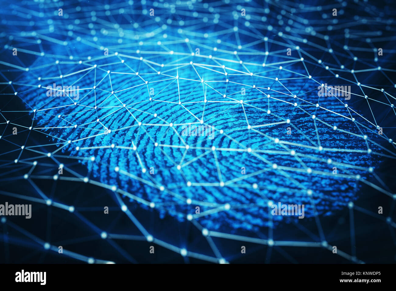 3D illustration. Fingerprint Scanning Identification System ...