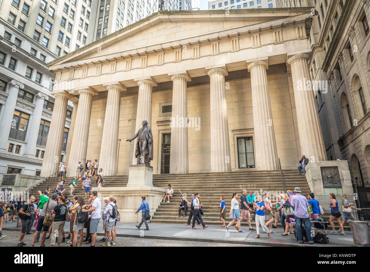 NEW YORK CITY - JULY 10: Facade of Federal Hall on July 10, 2015 in NYC ...