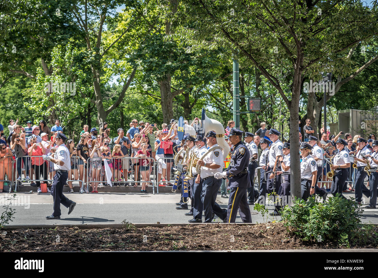 NEW YORK CITY - JULY 10: A band plays during the ticker-tape parade on ...