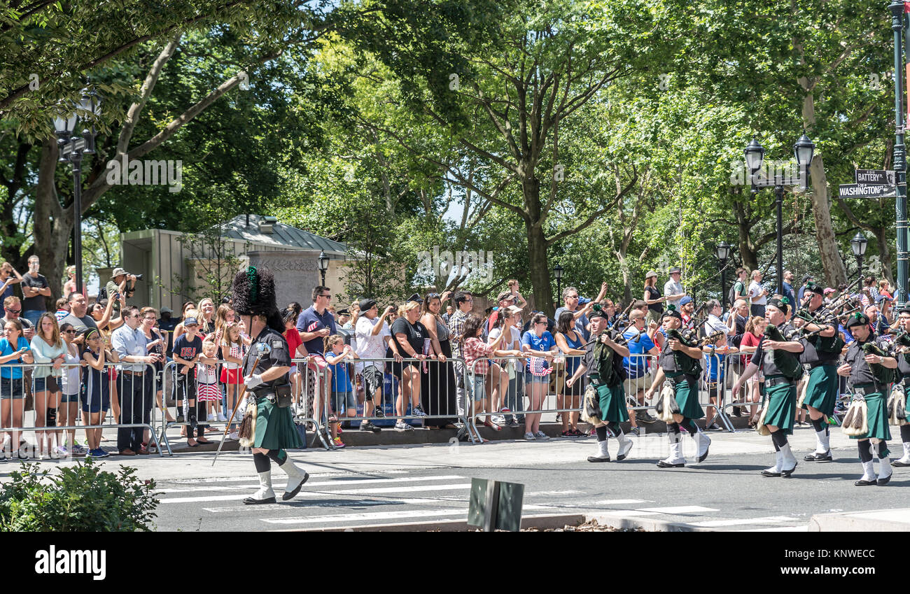 NEW YORK CITY - JULY 10: A band plays during the ticker-tape parade on ...