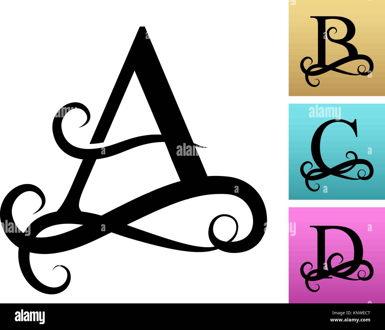 Capital Letter for Monograms and Logos. Beautiful Filigree Font Stock ...