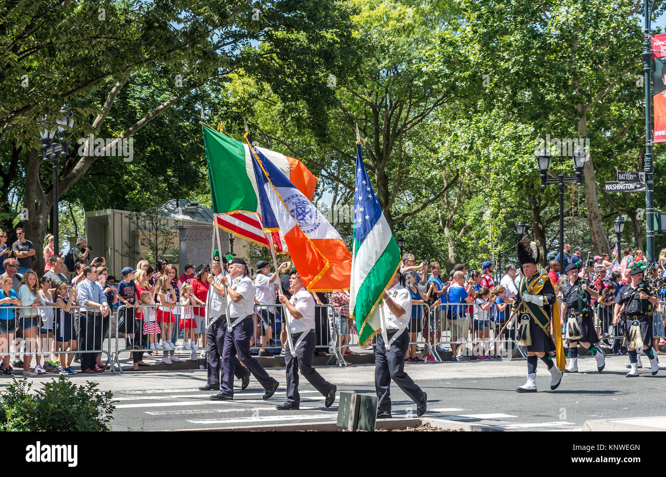 NEW YORK CITY - JULY 10: A band plays during the ticker-tape parade on ...