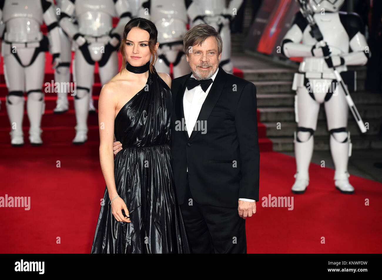 Daisy Ridley (left) and Mark Hamill attending the european premiere of ...