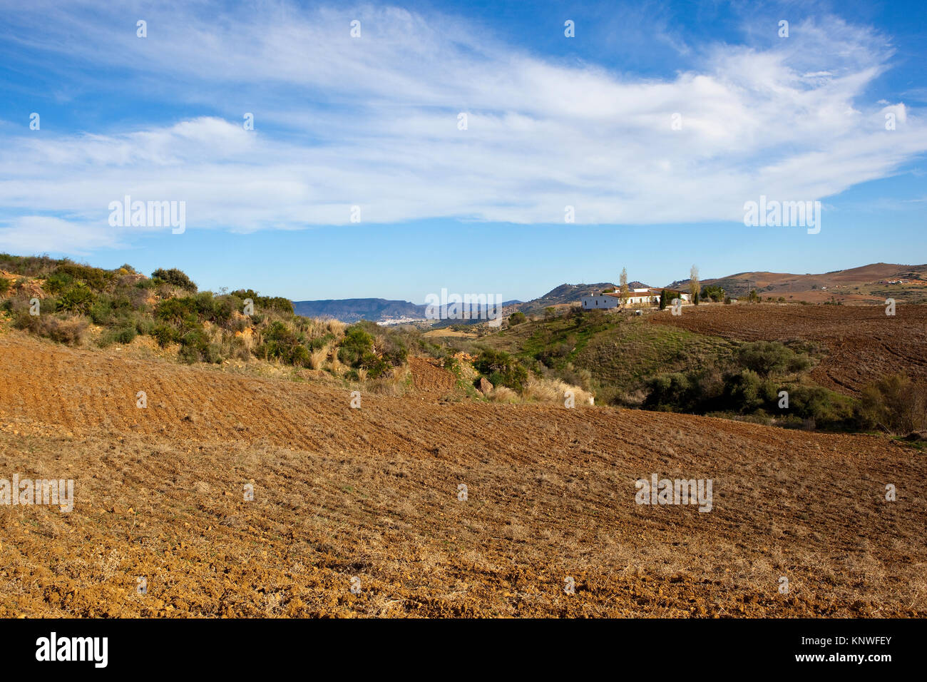 a spanish farm villa in scenic countryside with hills and mountains ...