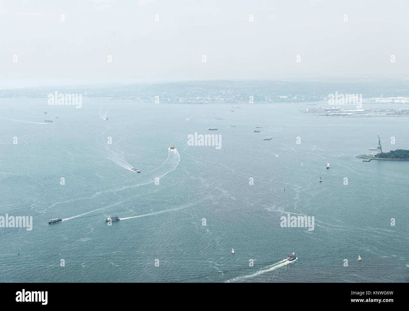 NEW YORK CITY - JULY 13: Aerial view on Upper Bay on July 13, 2015 in ...